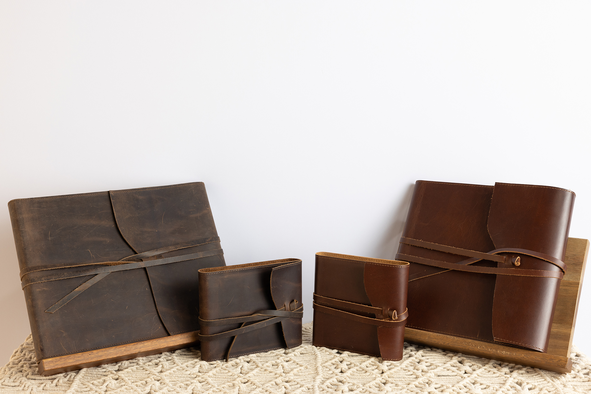 What size leather wrap albums are available