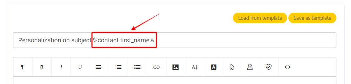 How to add Personalization e.g contact's first name to an email?