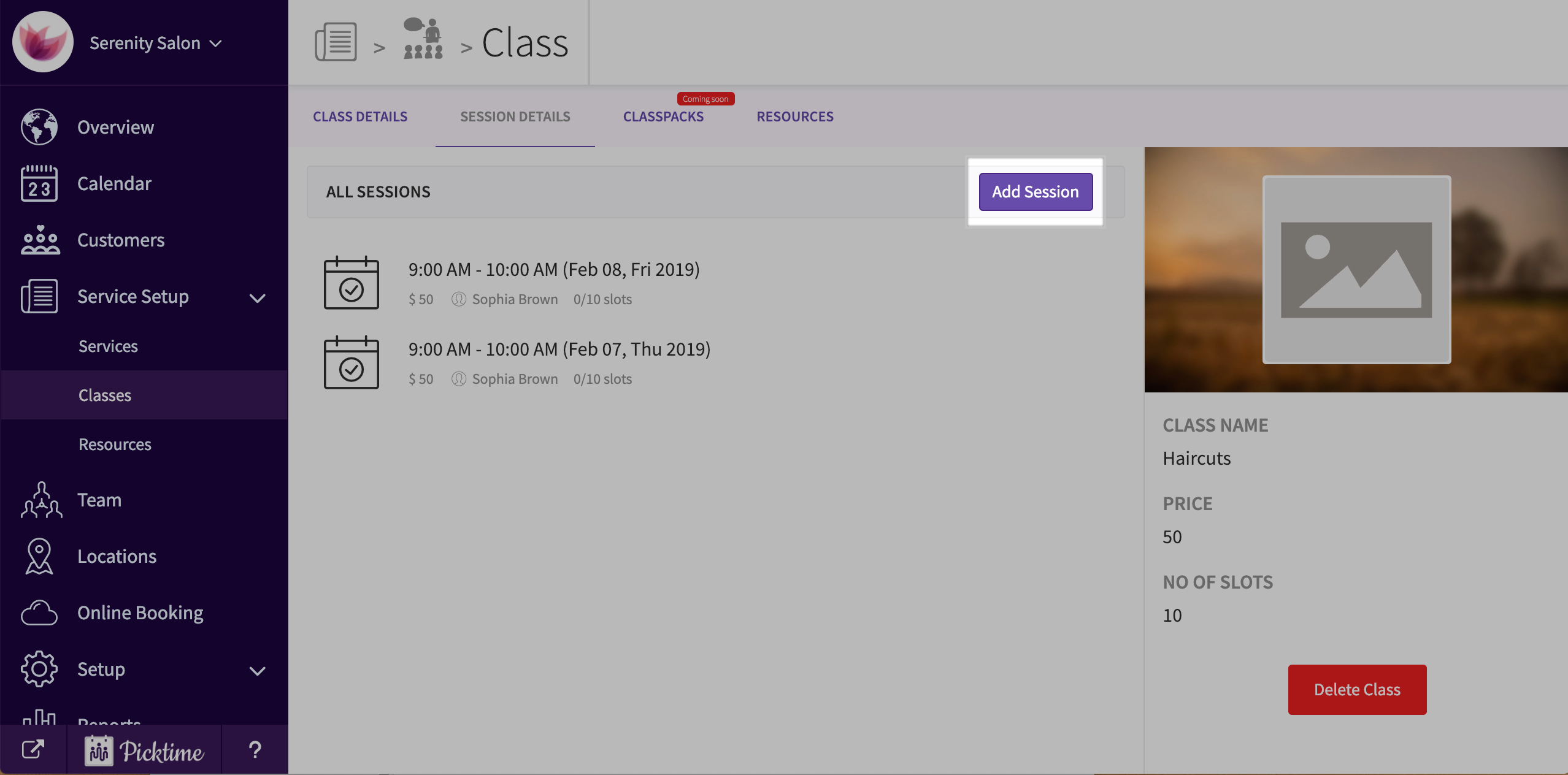 How to add class bookings to your Picktime Calendar?