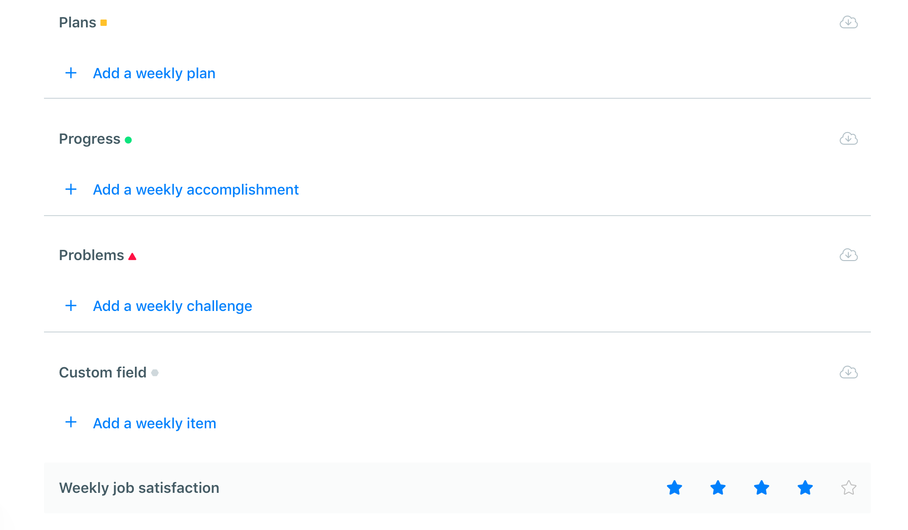 Customize Weekly Planning form