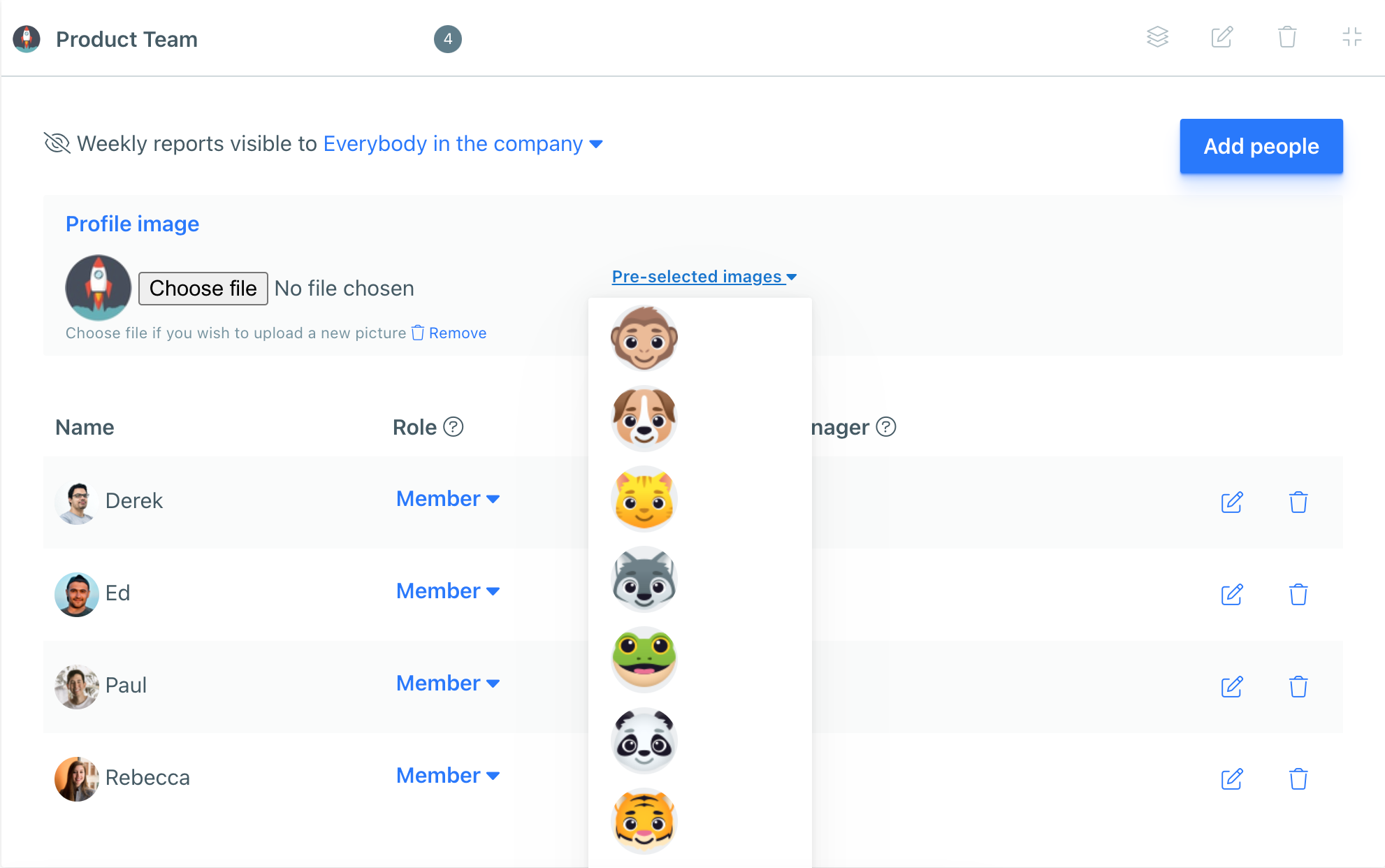 Customize team or department profile picture