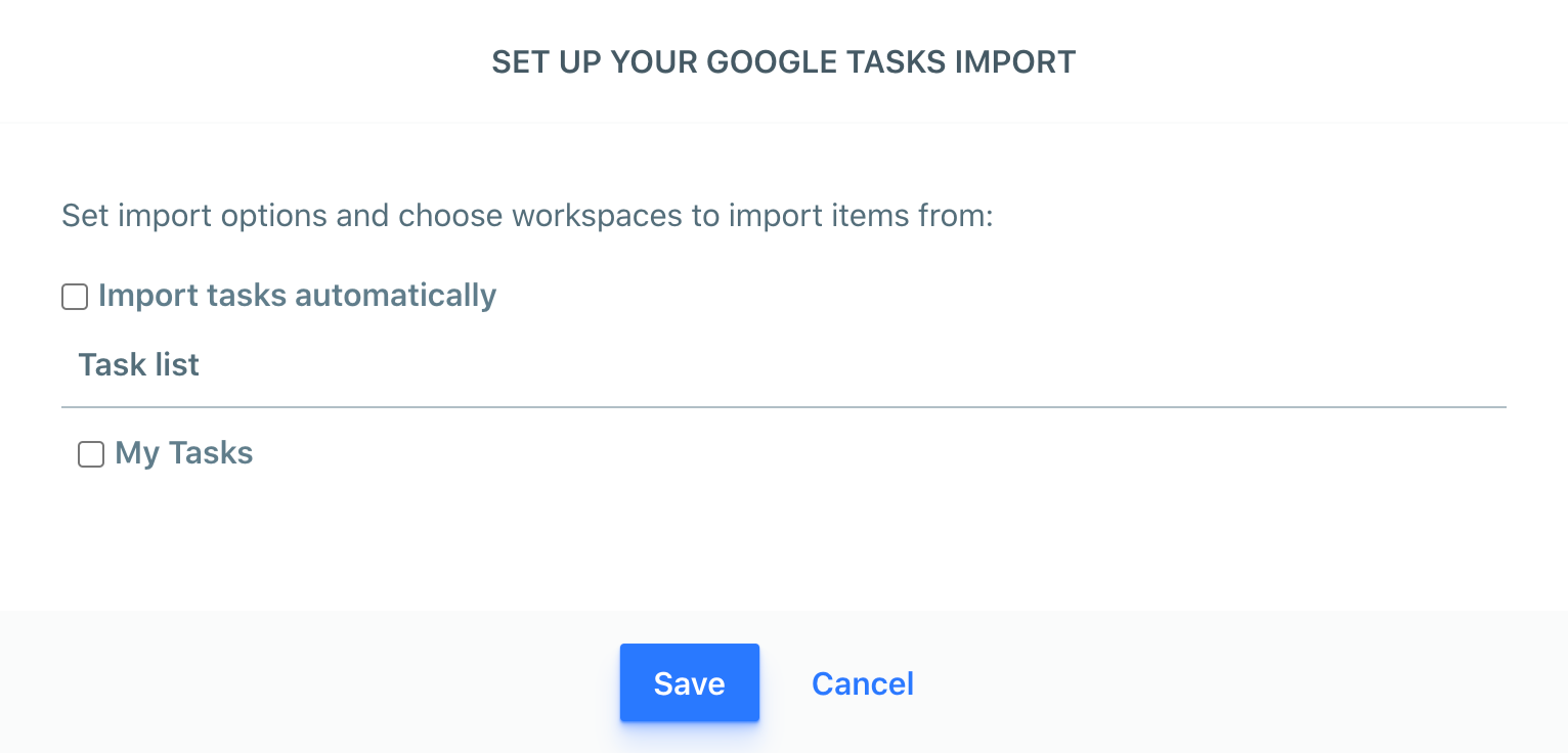 Google Tasks Integration