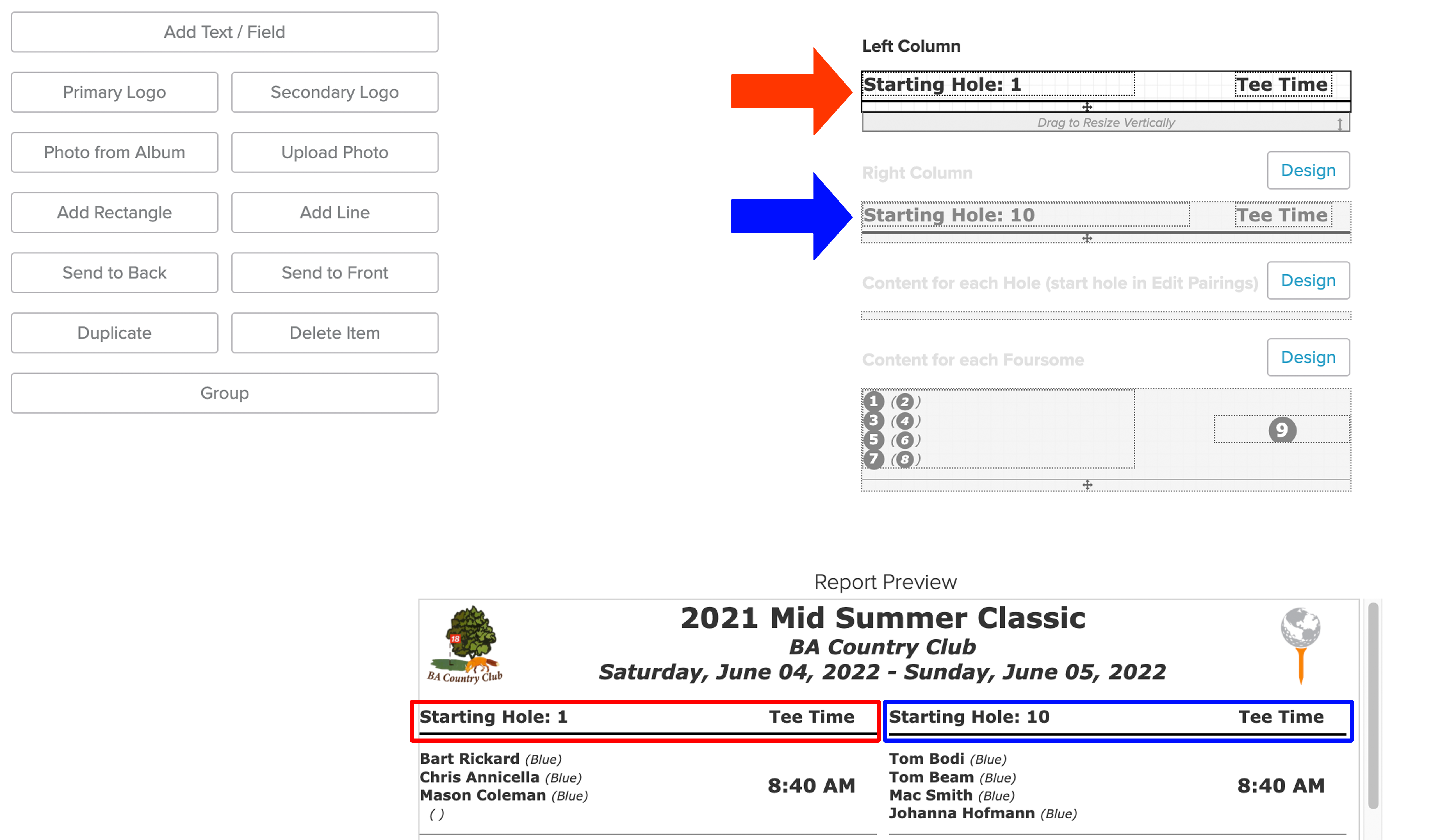 Multiple Column Headers with the Report Composer