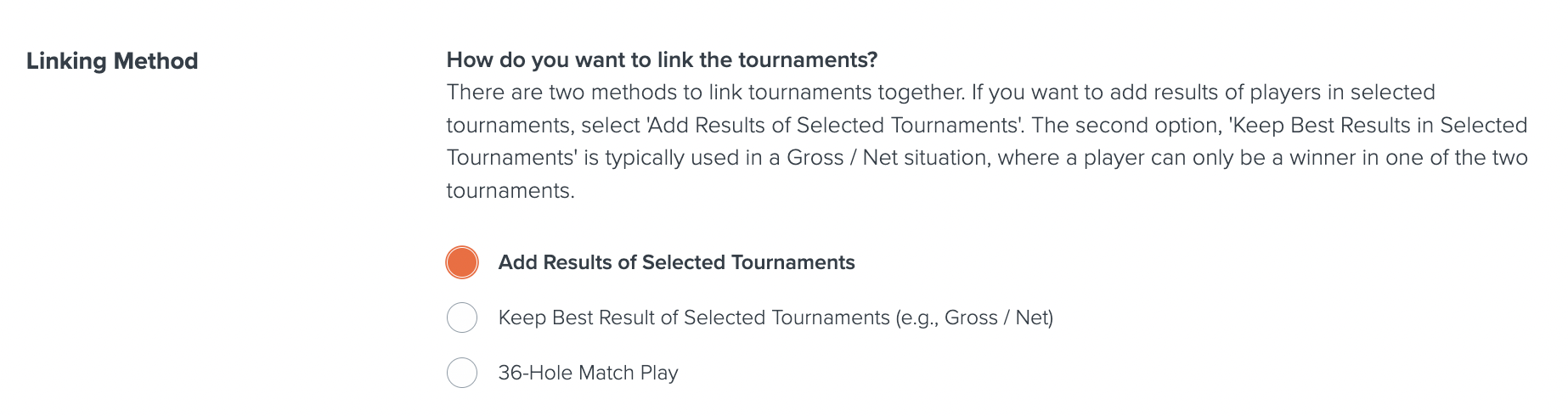 Linked Tournament Setup