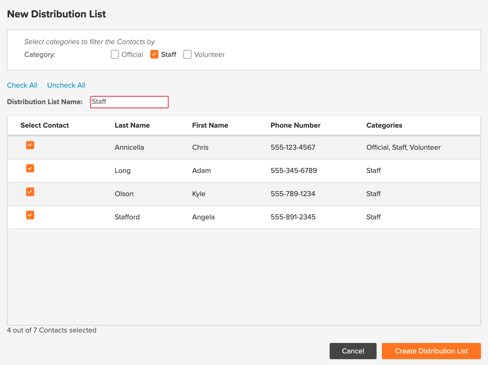 Contact List For Text Messaging Non Players 