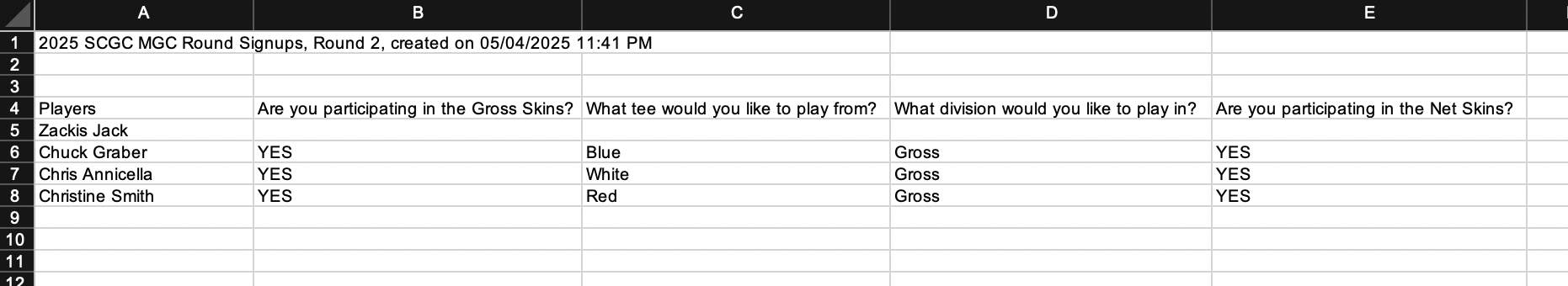 Round Roster (Round Player Roster)