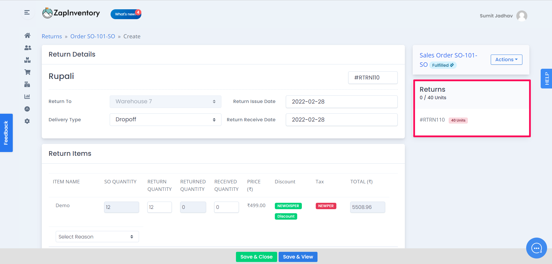 How to Create Returns in ZapInventory?