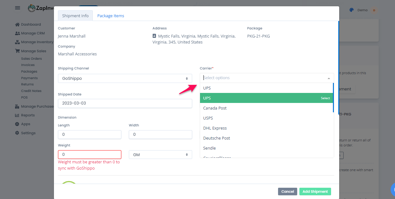 How to Setup GoShippo in ZapInventory