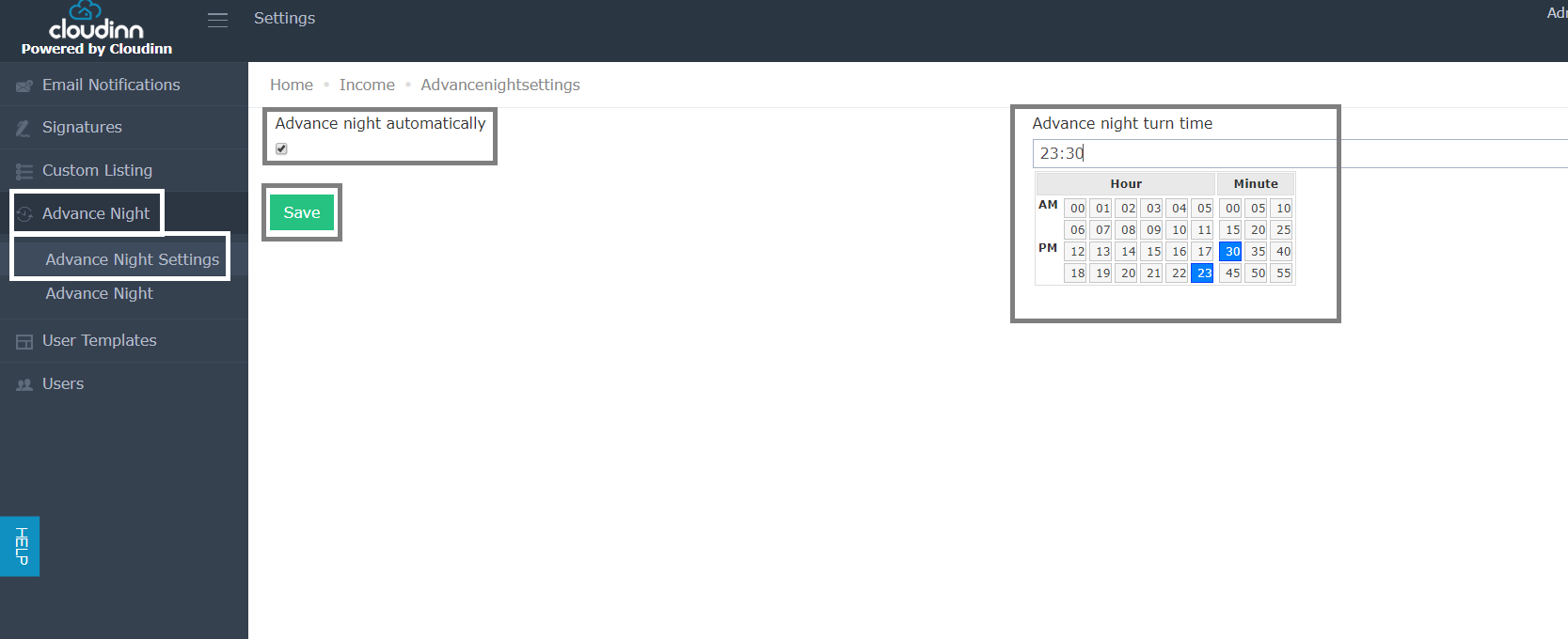 Automatic Night Turn Settings