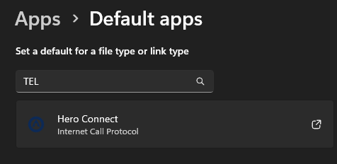 Setting Hero Connect as your default calling app in Windows