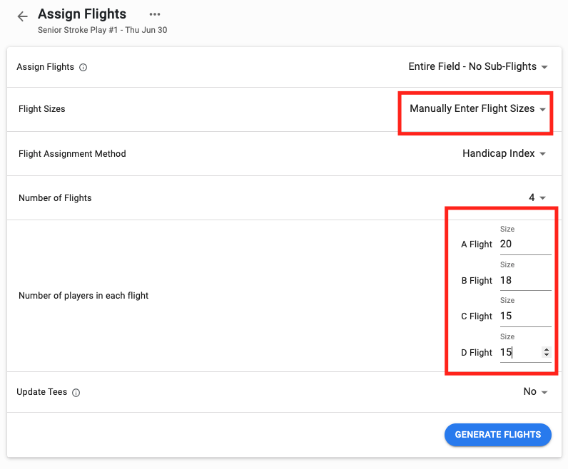 Individual Flights by Handicap Index