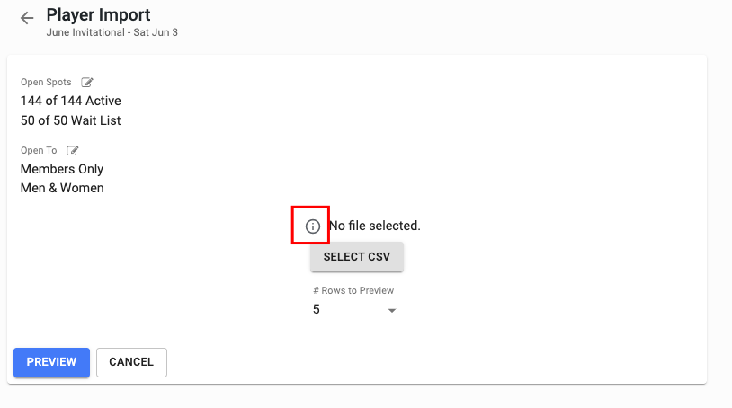 Tournament Player Import