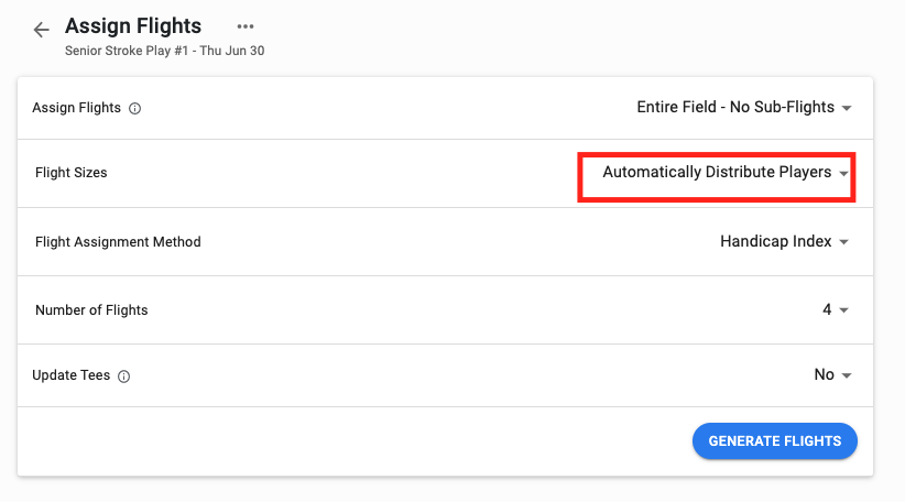 Individual Flights by Handicap Index
